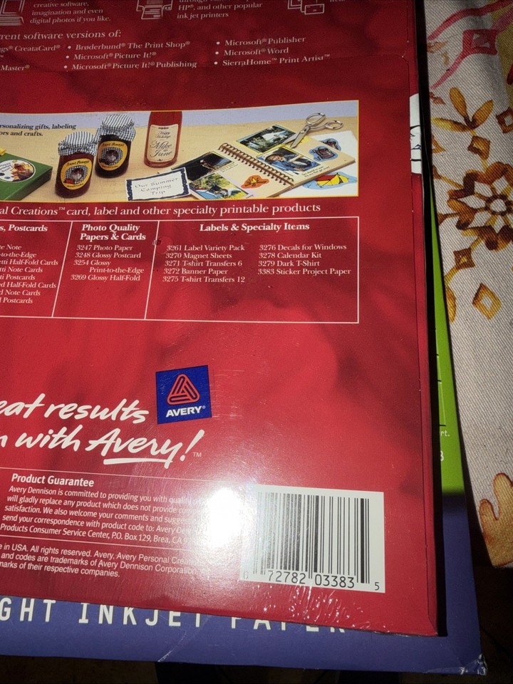 Avery Ink Jet Sticker Project Paper 3383 Sticker 16 Sheets 8 1/2 x 11 ...