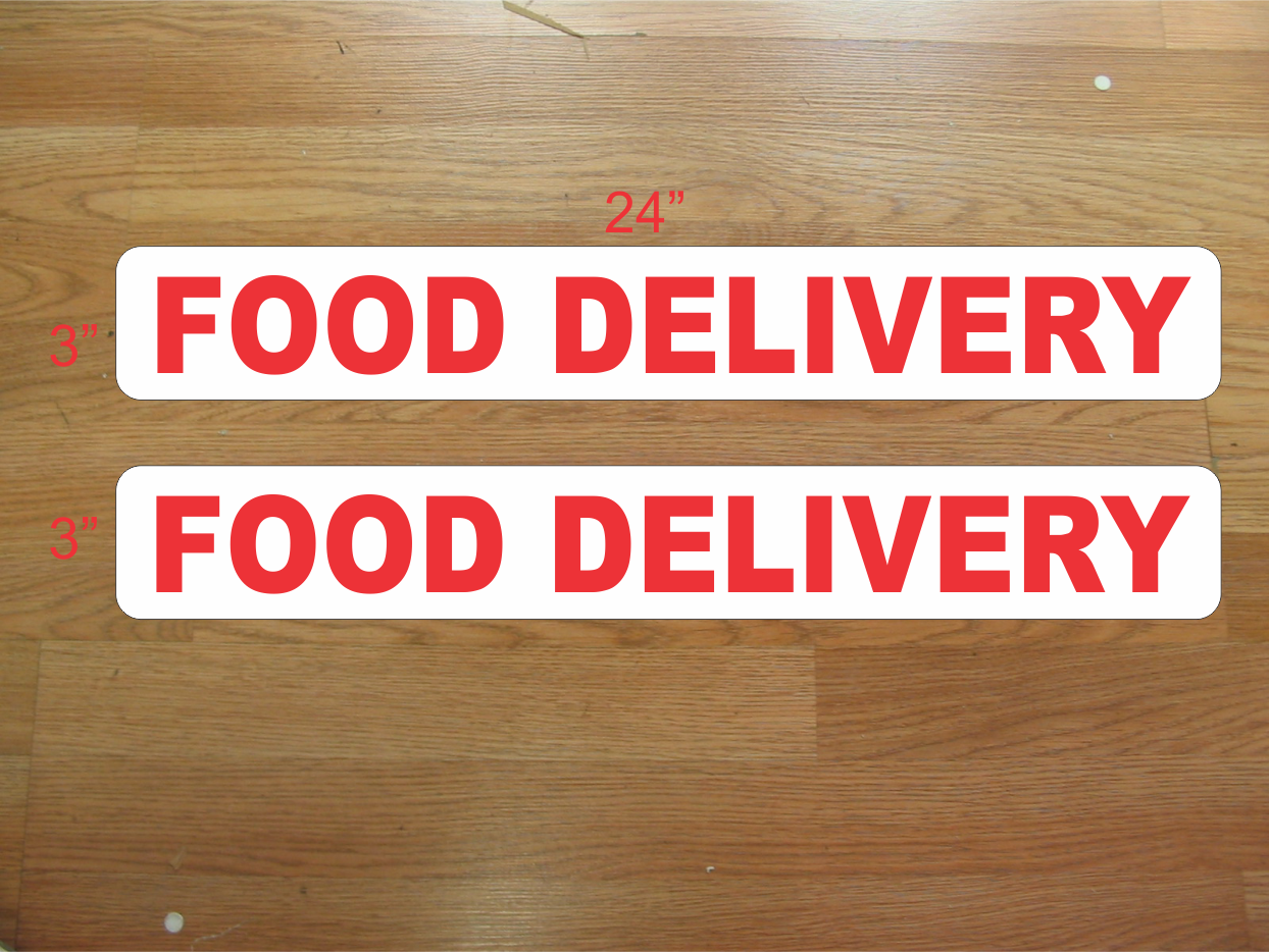 Red FOOD DELIVERY 3"x24" Magnetic Vehicle Signs to fit Van Car Truck or ...