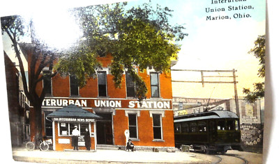e1900's HTF ORIGINAL postcard MARION, OHIO INTERURBAN UNION STATION - F ...