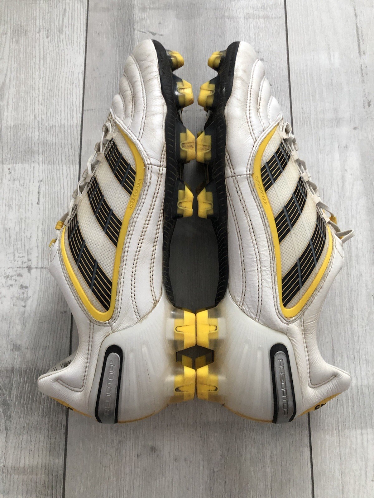 Adidas Predator X White Yellow Leather Football Shoes Cleats Boots US11 ...
