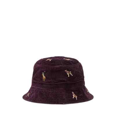Polo Ralph Lauren Men's SZ S/M Bucket Hat Corduroy Plum Purple Cocker ...