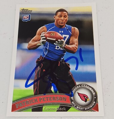 PATRICK PETERSON ARIZONA CARDINALS SIGNED AUTOGRAPHED 2011 TOPPS ROOKIE ...