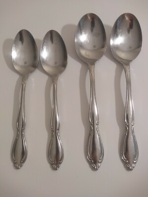 4 Oneida Ltd Deluxe Stainless STRATHMORE Royal York 2 Table Spoons 2 ...