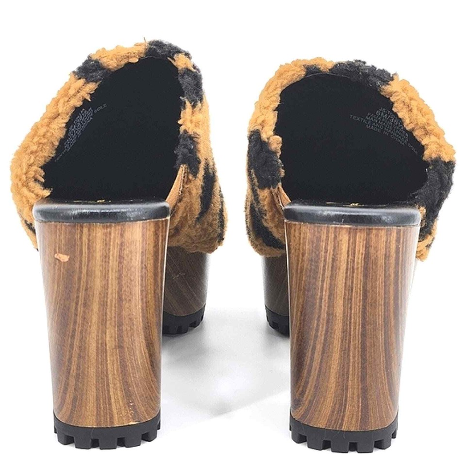 Jessica Simpson Tollia Clog Mules Faux Shearling Leopard Print Women's ...