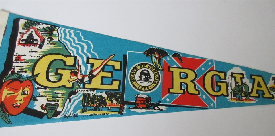 Vintage Georgia Pennant with Landmarks- Imprint Art | eBay UK