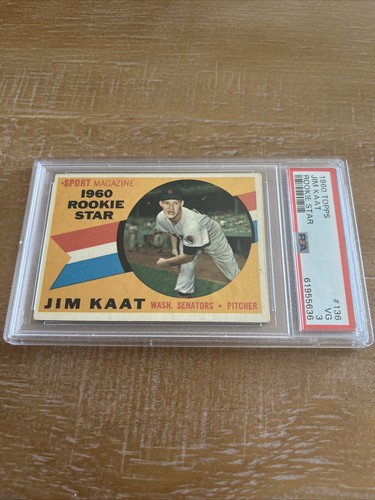 1960 JIM KAAT TOPPS ROOKIE STAR PSA 3 VG HOF WASHINGTON SENATORS TWINS ...