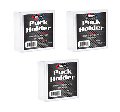 (Lot of 3) BCW Square Hockey Puck Holder Cube Case Stackable ...