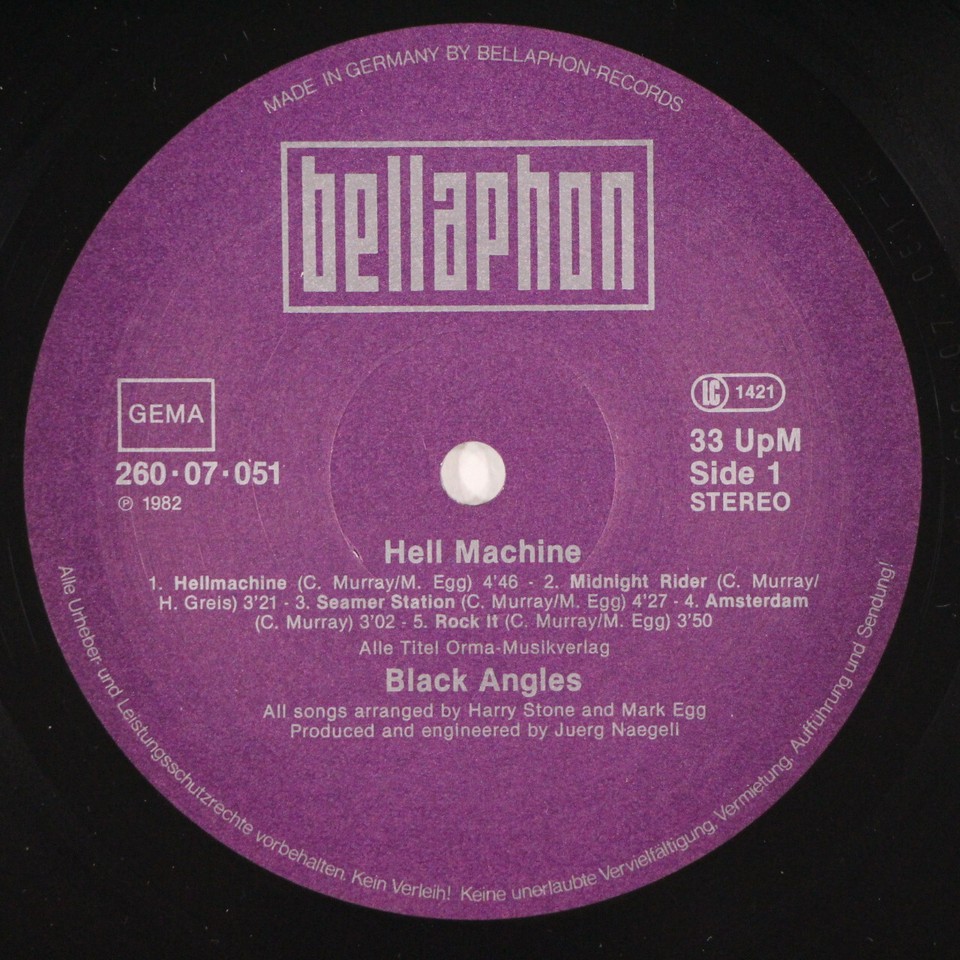 Black Angles Hell Machine LP Bellaphon 26007051 German Press | eBay