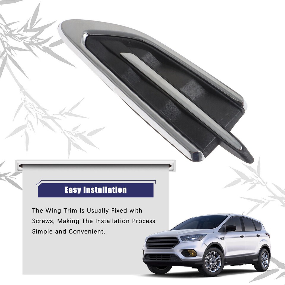 Black Pair L&R Fender Grille molding plate Kit for Ford Escape 2017 ...