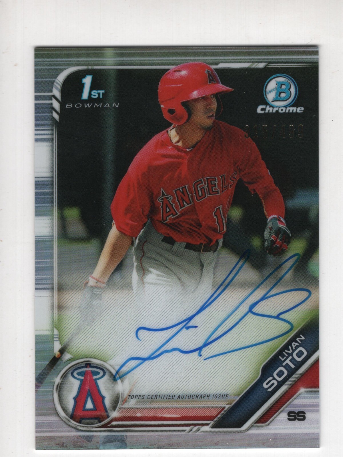 2019 Bowman Chrome 1st Bowman Livan Soto Autograph Refractor RC ! 315/ ...
