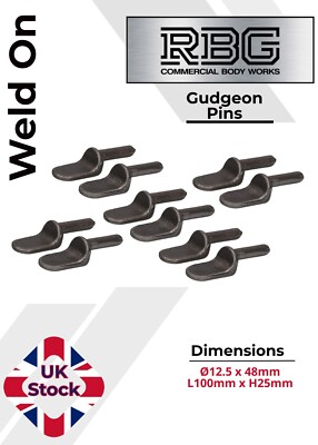 10x Weld-On Gudgeon Hinge Pins, Self Colour. For Tailboards, Tipper ...