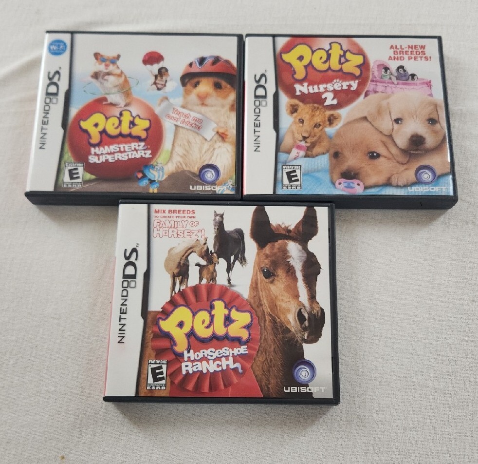 Lot of 3 Petz Hamsterz Superstarz; Nursery 2; Horseshoe Ranch Nintendo ...