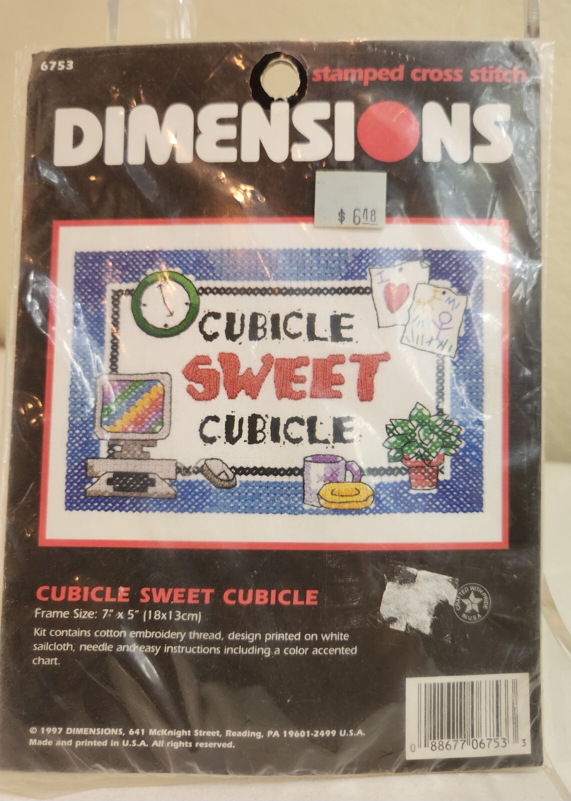 Office Space Cubicle Sweet Cubicle 1997 Dimensions Stamped Cross Stitch ...