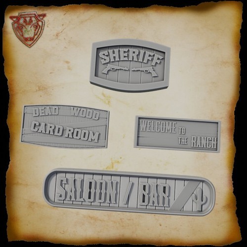 Wild West signs greeblie pack for 28mm modern Kitbash bits spares ...