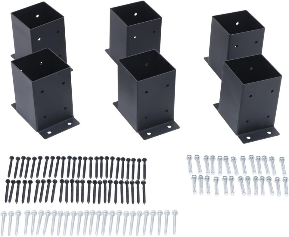 6 Pack 4x4 Post Base Brackets Heavy Duty Wood Post Fence Post Anchor ...