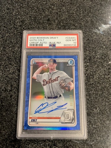 Colt Keith 2020 Bowman Draft Chrome 1st Blue Refractor Auto /150 PSA 10 ...
