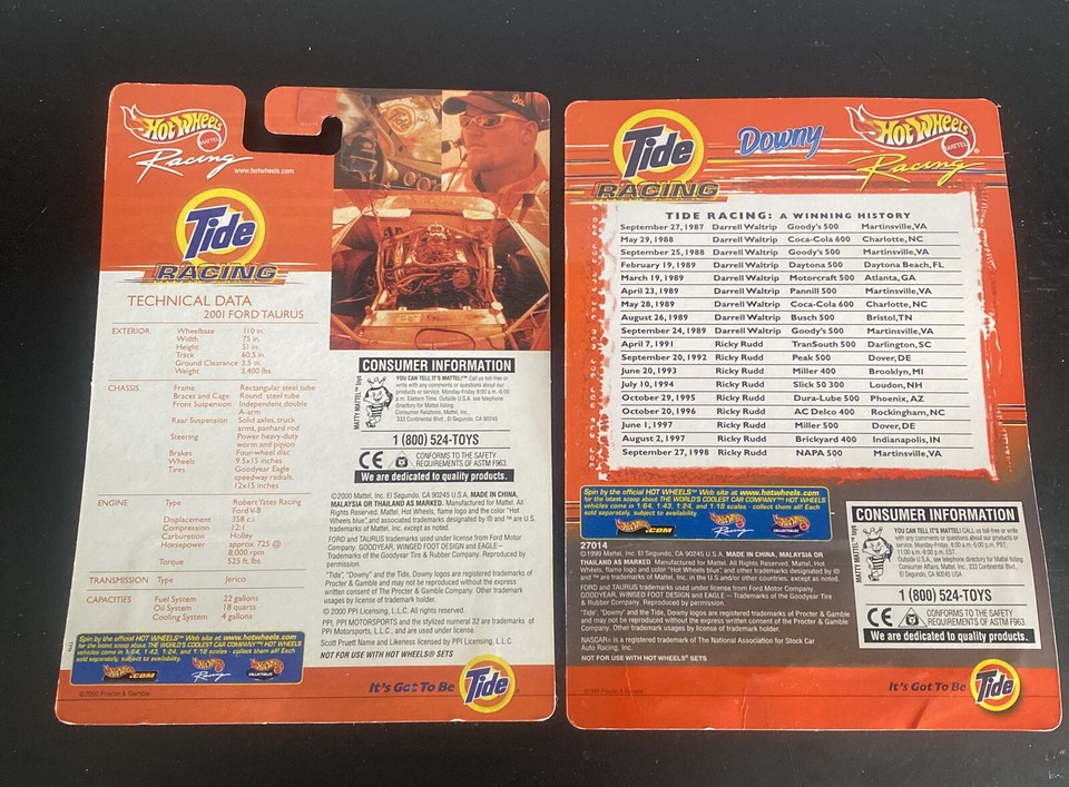 Hot Wheels Nascar 2000/2001 Series TIDE Racing Downy car #32 Collector ...