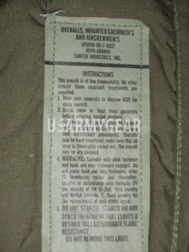 Super Warm USAF Army Heavily Insulated Tanker Aircrew Nomex CVC BiB ...