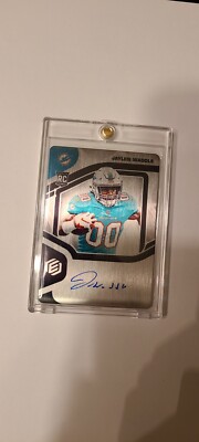 2021 Elements Jaylen Waddle Auto Rookie RC Metal /99 Dolphin Metal Card ...
