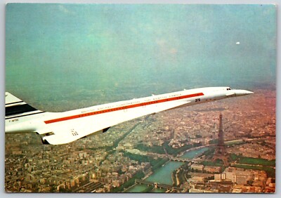 CONCORDE RARE DEFRANS-BRITSE over Paris France EIFFEL Tower 4x6 ...