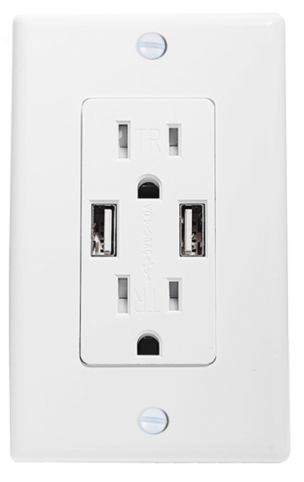 (10) Teklectric 4.2A Dual USB Receptacle 15A, Tamper Resistant ETL ...