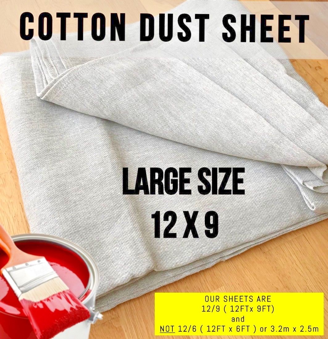 3 X COTTON TWILL 9FT X 12FT PROFESSIONAL DECORATING LARGE DUST SHEETS ...