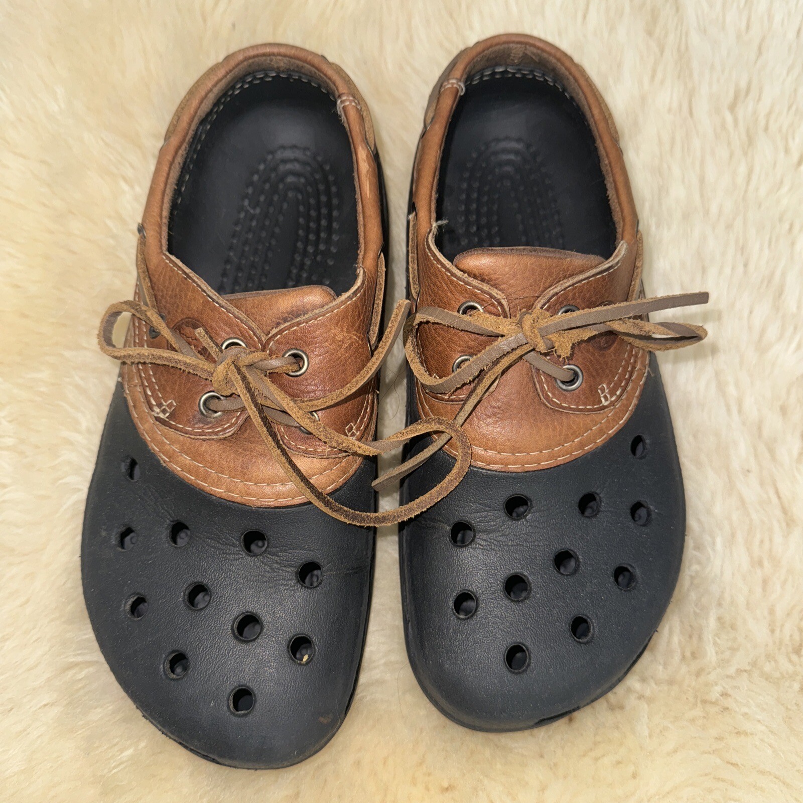 Crocs Islander Pitcrew Boat Shoes Clogs Brown Tan Black Men's Size 8 ...