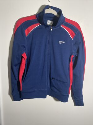 SPEEDO Jacket Long Sleeve Zip-Up Nylon Track Blue Red Size XS EUC ...