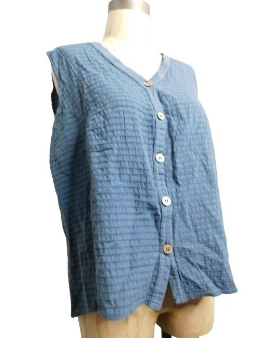 Ezze Wear Size S Small Textured Button Front Sleeveless Casual Top NWT ...