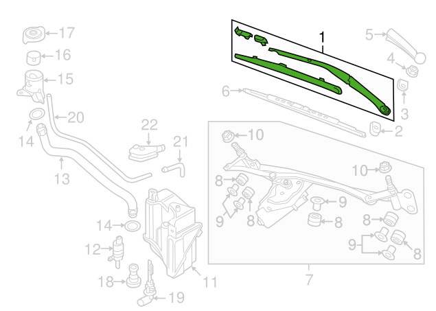 Land Rover Range L322 Full Size 03-12 Front Wiper Arm & Pivot LH ...