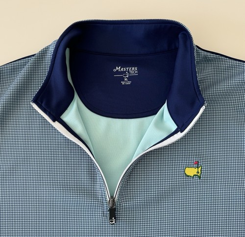 Men’s MASTERS Tech Rare Blue Houndstooth Quarter 1/4 Zip Golf Pullover ...