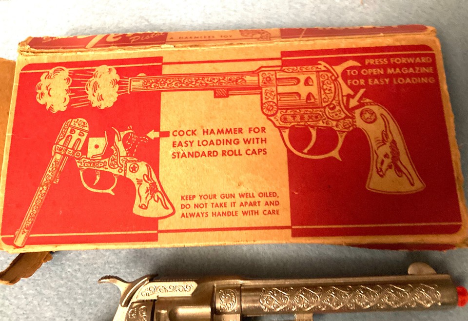 VINTAGE HUBLEY TOY SMOKING TEX CAP PISTOL GUN WITH BOX NO. 245 | eBay