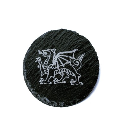 Welsh Dragon Slate Coaster | 100mm Slate Coaster | Cymru | Circle ...