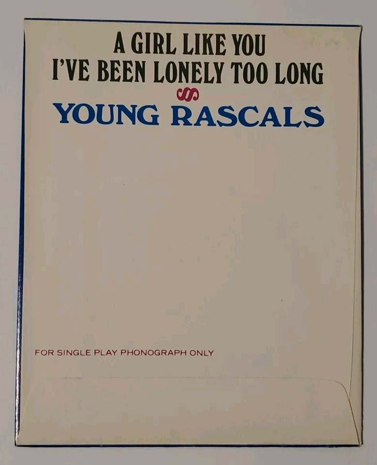 Young Rascals - A Girl Like You 4" Vinyl 45 rpm Hip-Pocket Record ...