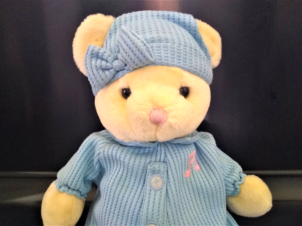 Bear Plush Blue Clothing Jumpsuit Hat Bow Stuffed Animal Yellow Doll ...
