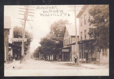 REAL PHOTO MILLVILLE PENNSYLVANIA DOWNTOWN STREET SCENE PA. POSTCARD ...