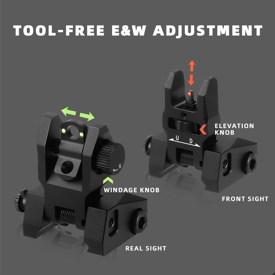 Fiber Optic Iron Sights Flip Up Iron Sight Front Rear Sight for Picatinny Weaver | eBay