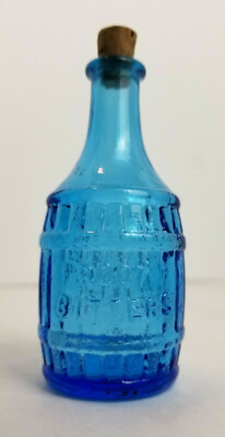 Vintage Wheaton Root Bitters Blue Glass Medicine Bottle - Free shipping ...