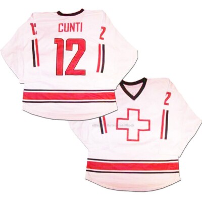 Throwback Cunti #12 Team Switzerland Hockey Jersey Stitched White Custom Name | eBay