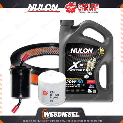 Oil Air Fuel Filter 5L PRO20W50 Oil Service Kit for Mazda 121 Hatch DB ...