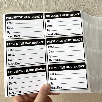 Preventative Maintenance Stickers 3X2 Inch Adhesive Vinyl Labels 200 ...