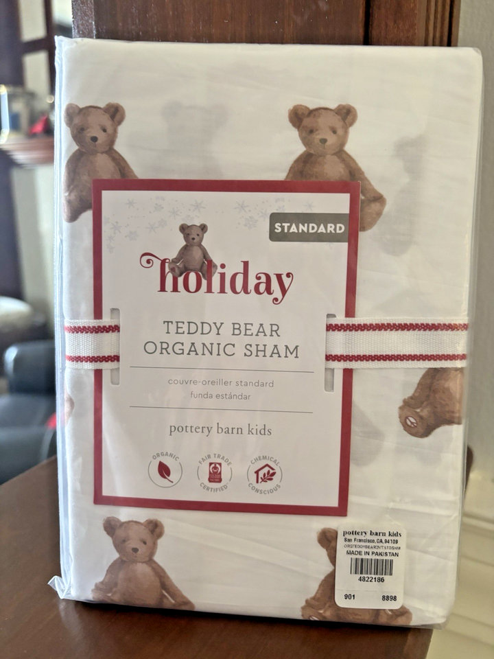Pottery Barn PILLOW SHAM holiday Disney Teddy Bear gift Christmas ...