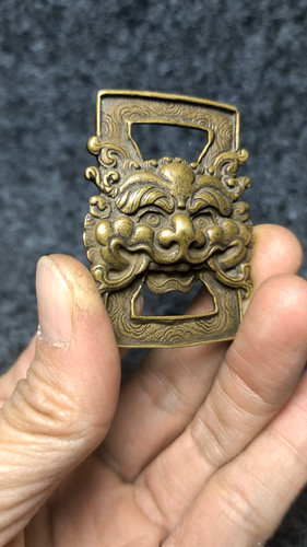 45mm Old Chinaese Tibetan Buddhism Copper lion shield Confucian ...