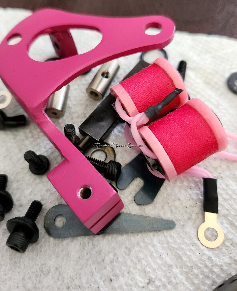Hot Pink Shorty Jensen Shader Tattoo Machine Light Pink Coils Handmade ...