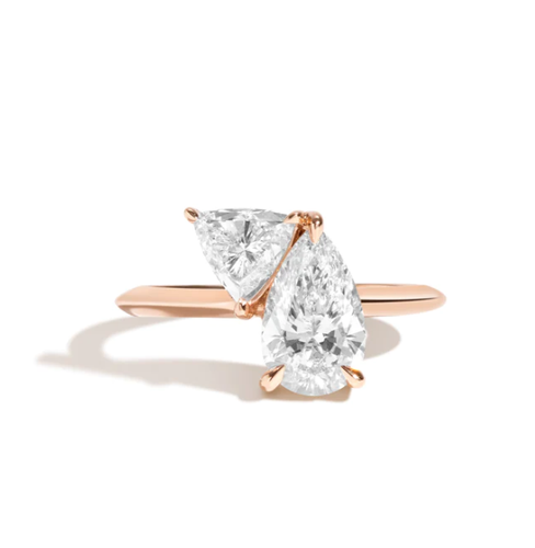 Bague de mariage en or rose 14 carats GLI IGI créé en laboratoire poire ...