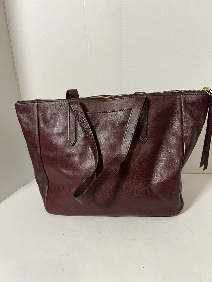 Fossil Sydney Leather Maroon Brownish Purse Handbag Double Strap . | eBay