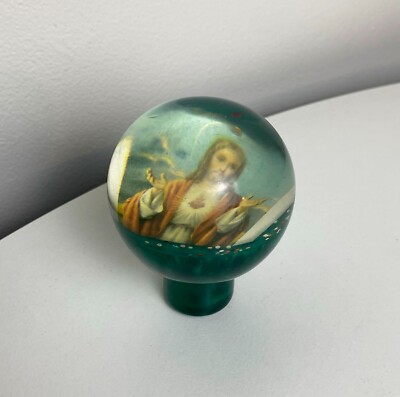 Vintage [ Shifter Knob ] Lucite Green Sacred Heart Jesus Rat Fink Hot ...
