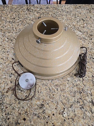 Vintage Rotating Musical Christmas Tree Stand w/ Outlet Gold Glittered ...