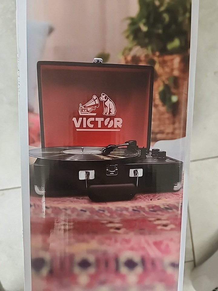 VICTOR Portable Bluetooth Suitcase Turntable Record Player & Speakers ...