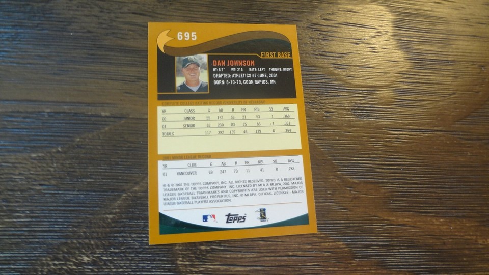 2002 TOPPS # 65 DAN JOHNSON BASEBALL CARD | eBay